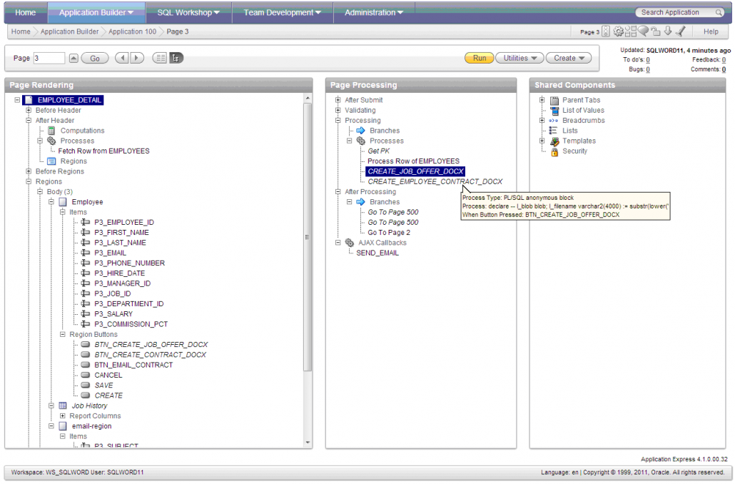 APEX & SQLWord integration explained - SQLWord.nl